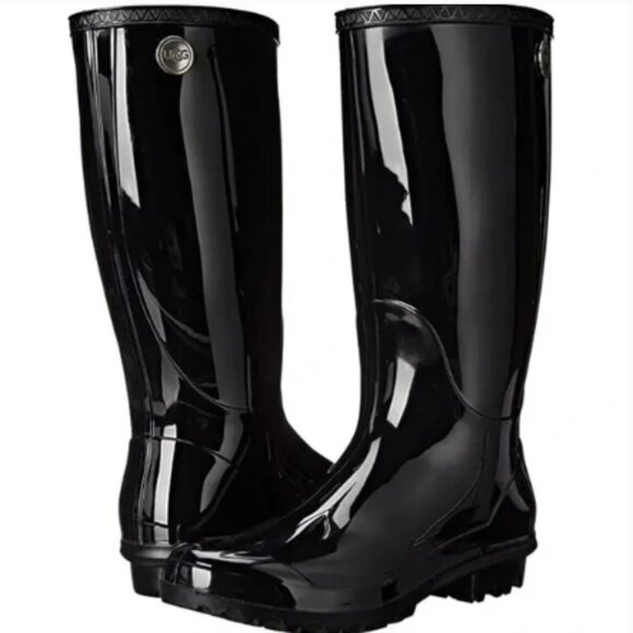 UGG | Shoes | Ugg Shaye Black Glossy Timeless Waterproof Rubber ...